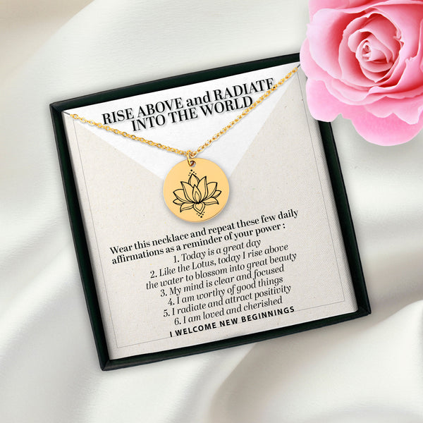 Personalized Lotus Necklace, Daily Affirmation Gift, Sacred Lotus, New ...