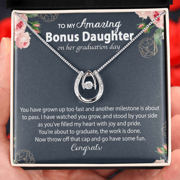 To My Amazing Bonus Daughter on her Graduation Day Cross Necklace Gift ...